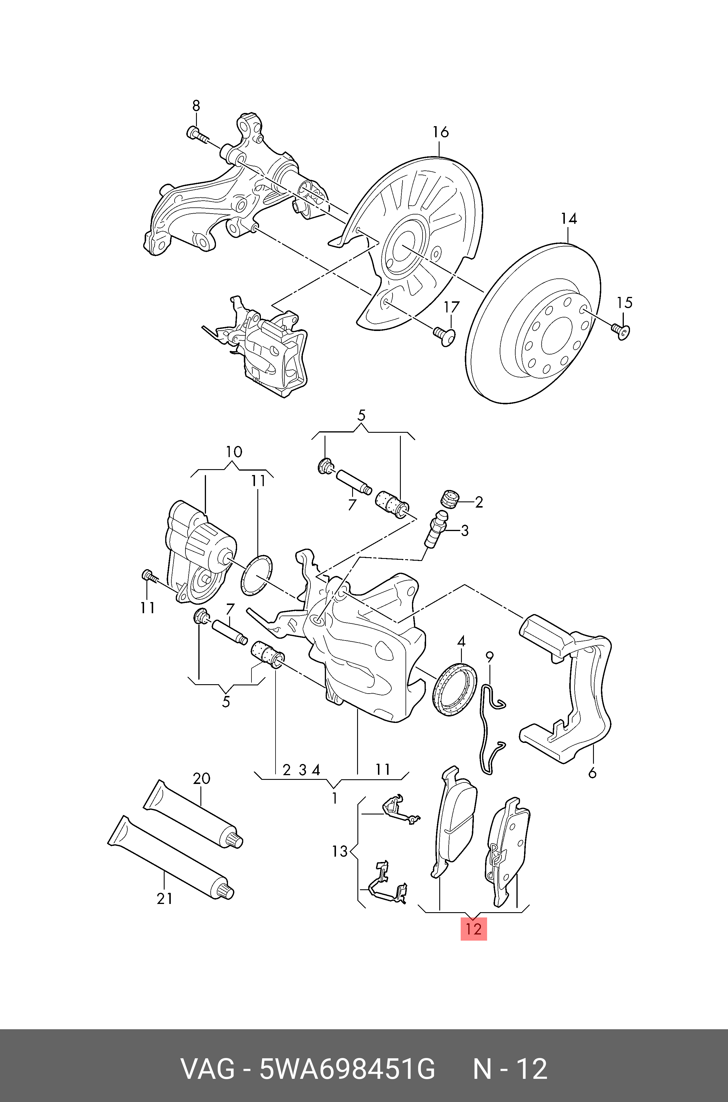 5WA698451G VAG Колодки тормозные дисковые - купить, цены от 14232 руб ...